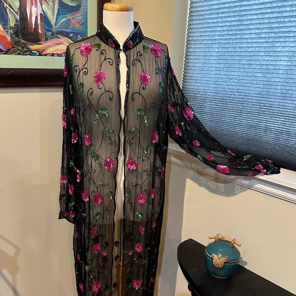 Roaman's | Jackets & Coats | Vintage Silk Chiffon Sheer Evening Robe ...